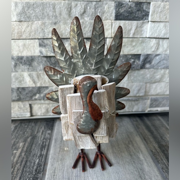 Holiday | Turkey Galvanized Metal And Wood Decorative Piece Centerpiece ...